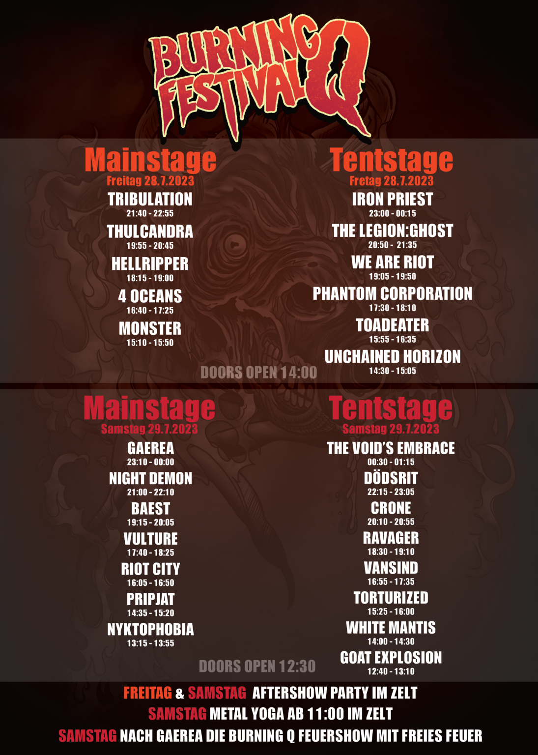 Running Order - Burning Q Festival